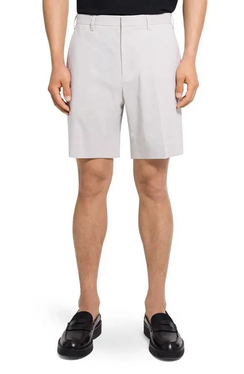 Theory Stretch Linen Blend Straight Leg Shorts - Silver Cloud