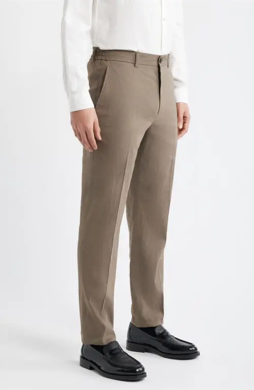 Theory Linen Blend Straight Leg Pants - Morel