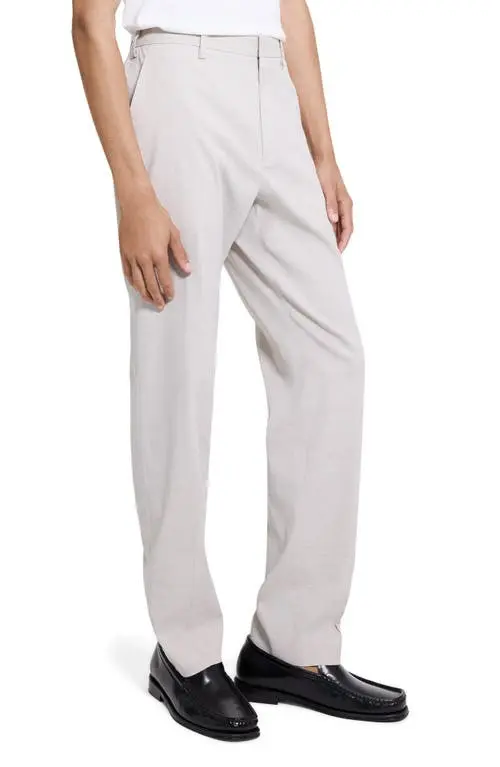 Theory Linen Blend Straight Leg Pants - Silver Cloud