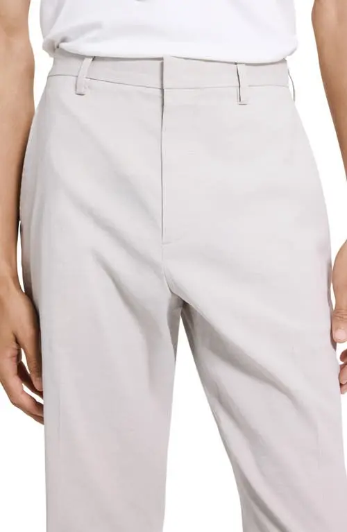Theory Linen Blend Straight Leg Pants - Silver Cloud