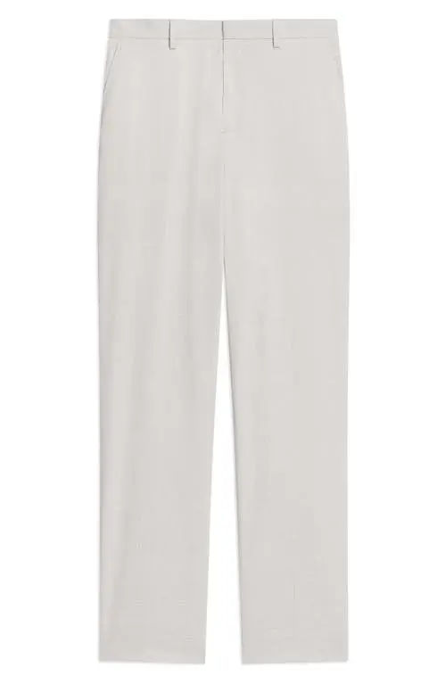 Theory Linen Blend Straight Leg Pants - Silver Cloud