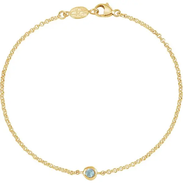 DOWER & HALL Single Aquamarine Dewdrop Chain Bracelet - Yellow Gold Vermeil