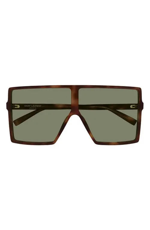 Saint Laurent 68mm Oversize Flat Top Sunglasses - Havana