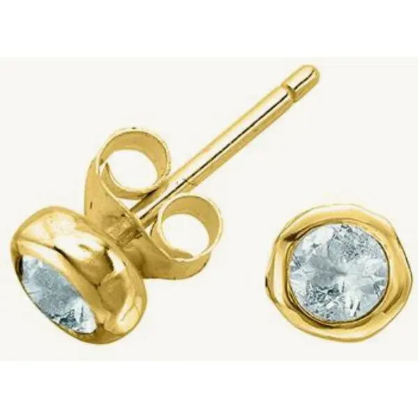 DOWER & HALL 3mm Aquamarine Dewdrop Studs - Yellow Gold Vermeil/pair
