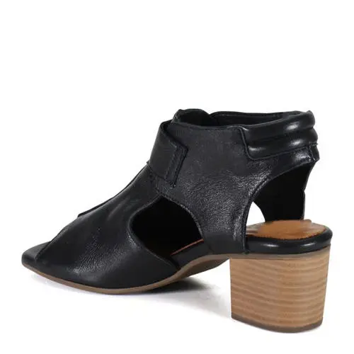 DIBA TRUE Cora Line Leather Heeled Sandals - Black