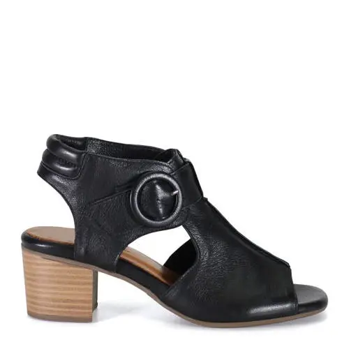 DIBA TRUE Cora Line Leather Heeled Sandals - Black