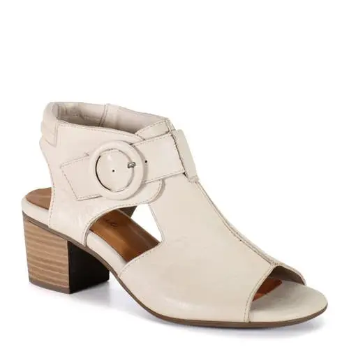 DIBATRUE Cora Line Leather Heeled Sandals - White Swan