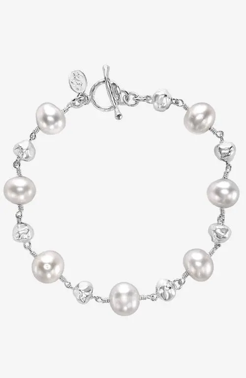 DOWER & HALL Nugget & White Freshwater Pearl Bracelet - Sterling Silver