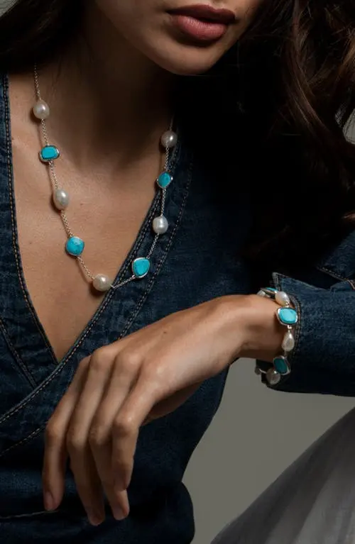 DOWER & HALL Turquoise And Pearl Bracelet