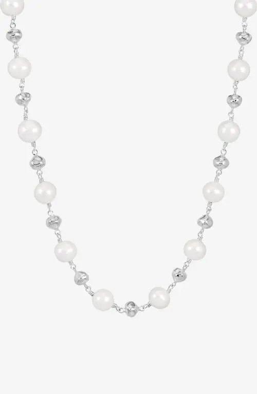 DOWER & HALL Nugget & White Freshwater Pearl Necklace - Sterling Silver