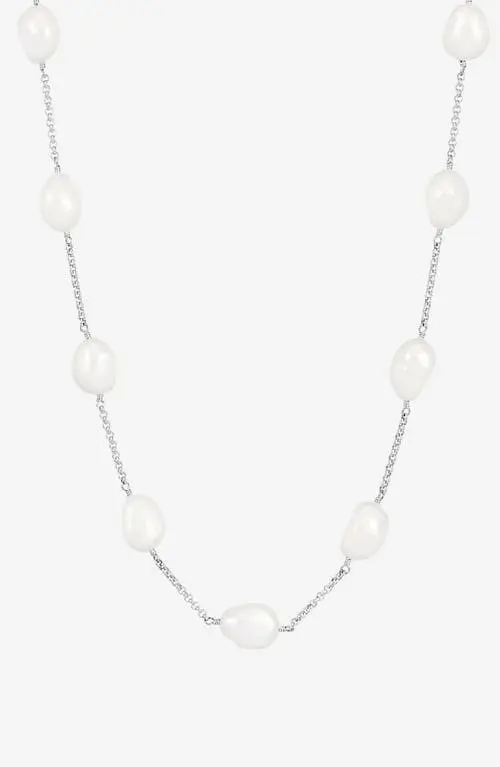 DOWER & HALL White Baroque Pearl Chain Necklace - Sterling Silver