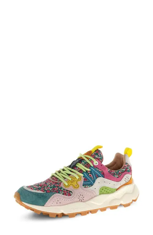 FLOWER MOUNTAIN Yamano 3 Sneaker - Petrol Green/powder Pink