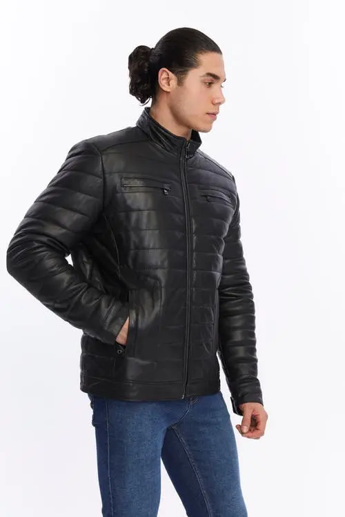 FURNIQ UK Sterling Leather Puffer Jacket
