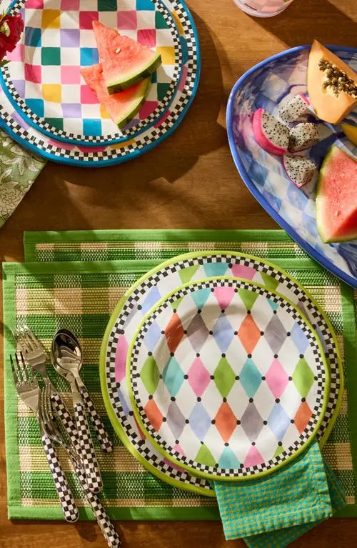 MACKENZIE-CHILDS Palm Springs Set Of 4 Melamine Dinner Plates