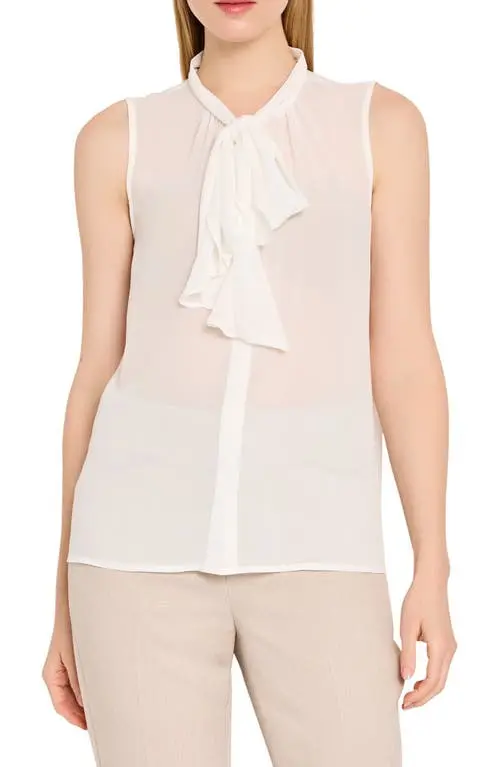 TAHARI ASL Ruffle Tie Sleeveless Top - Ivory