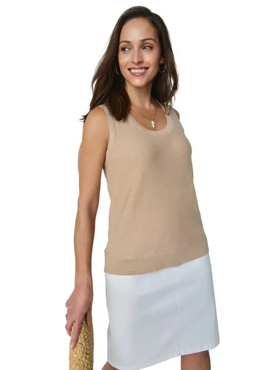 JESSICA LONDON Sleeveless Sequin Knit Shell - New Khaki Shimmer