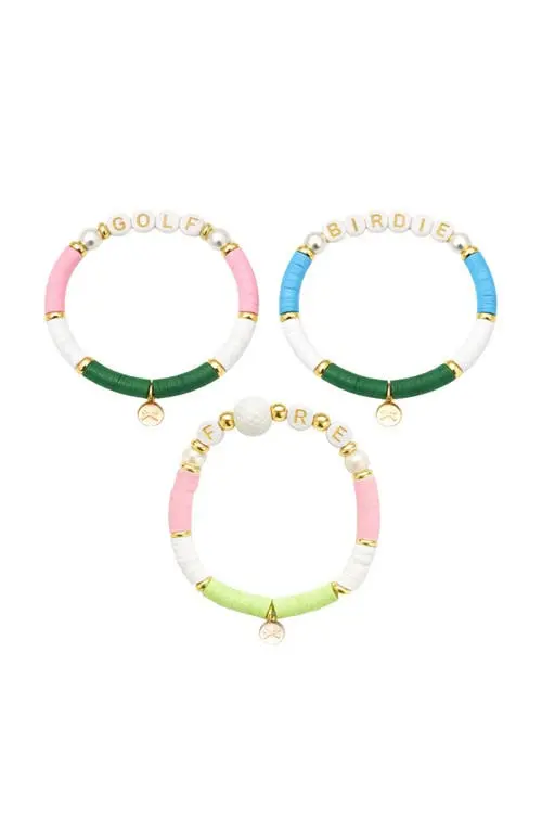 BITS & BOWS Golf Lovers Bracelet Set - Green/white/pink/blue