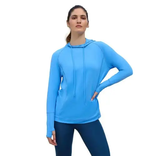 BLOQUV Long Sleeve Uv Protection Hoodie Shirt - Indigo