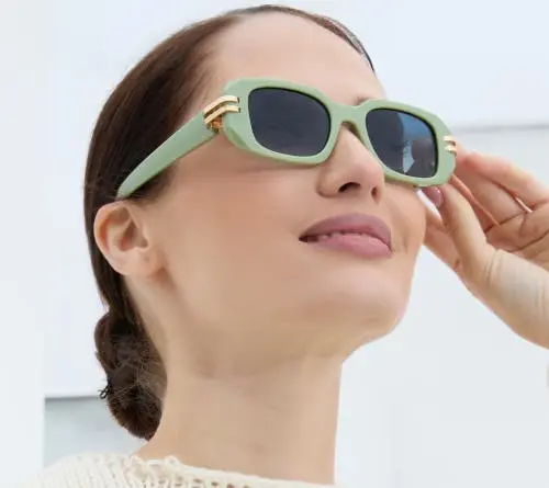 YOUZEY Monaco Square Sunglasses - Sage Green