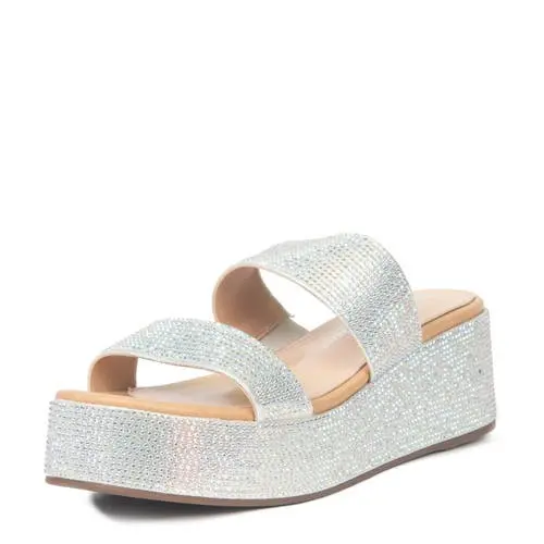LAUREN LORRAINE Platform Slides - Silver