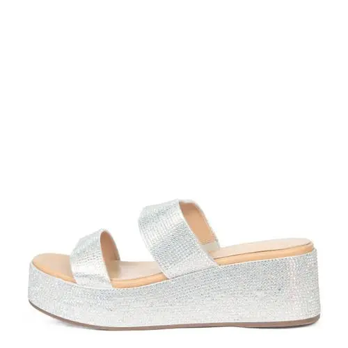 LAUREN LORRAINE Platform Slides - Silver