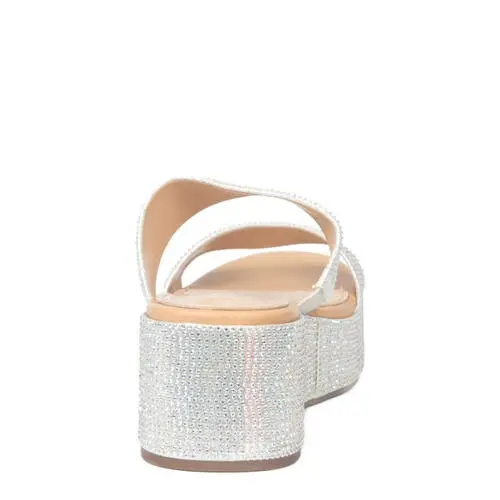 LAUREN LORRAINE Platform Slides - Silver