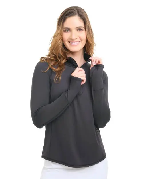 BLOQUV Mock Zip Relaxed Top - Black