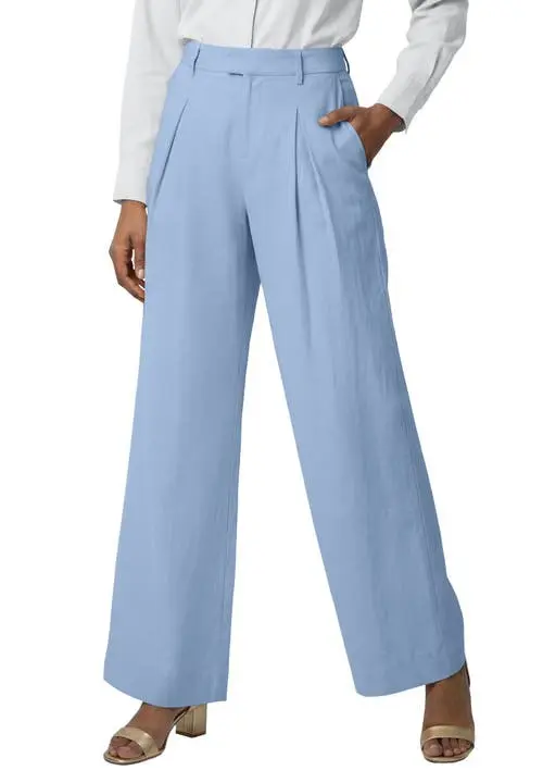 JESSICA LONDON Linen Wide-leg Trouser - Azure Mist