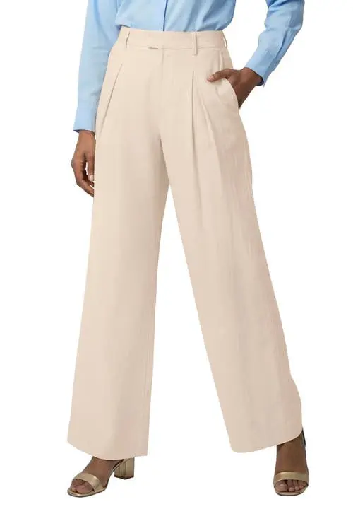 JESSICA LONDON Linen Wide-leg Trouser - Oatmeal