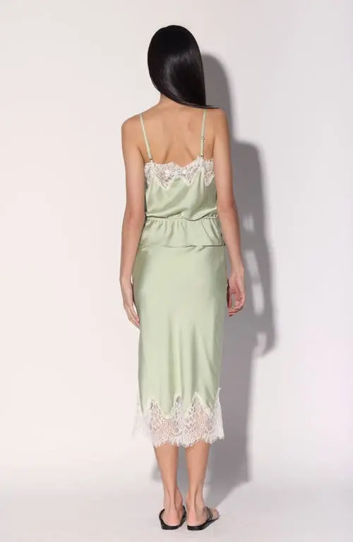 Walter Baker Satin Midi Skirt With Lace Hem