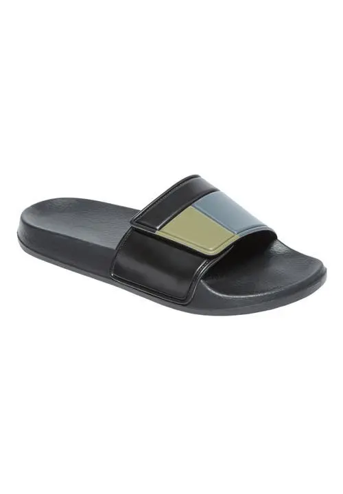 KINGSIZE Adjustable Single Strap Slides With Durable Outsole - Black