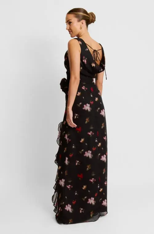 SIX STORIES Floral Cowl Front Maxi Dress