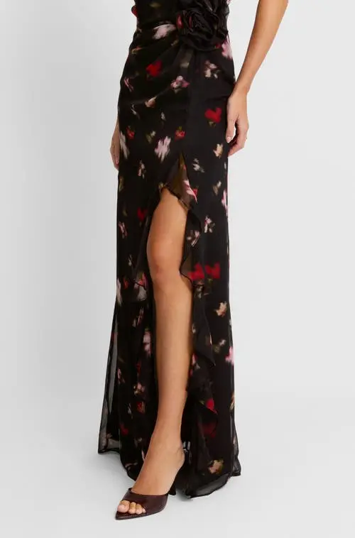 SIX STORIES Floral Cowl Front Maxi Dress