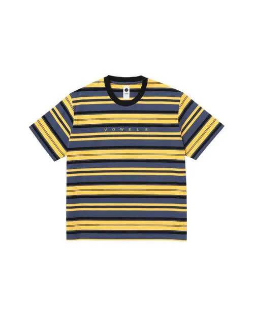 VOWELS Short Sleeve Stripe Tee - Black