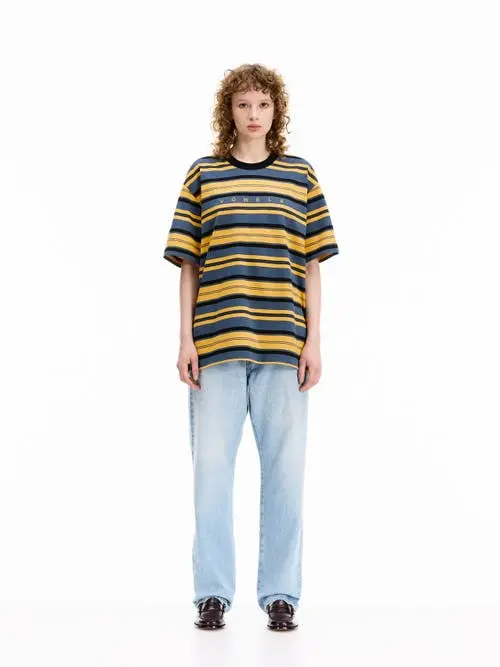 VOWELS Short Sleeve Stripe Tee - Black
