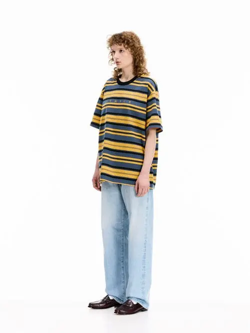 VOWELS Short Sleeve Stripe Tee - Black