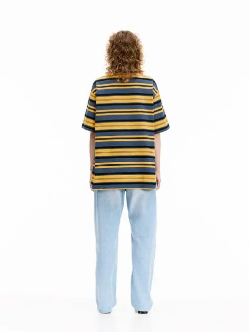 VOWELS Short Sleeve Stripe Tee - Black