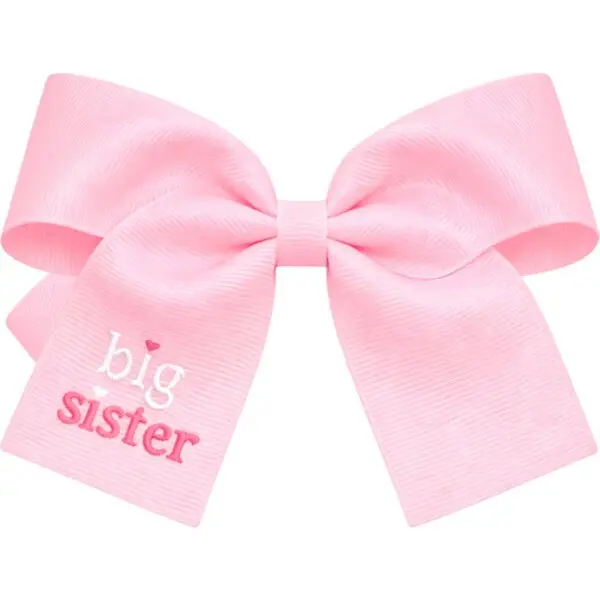 BITS & BOWS Big Sister Hair Bow - Pink