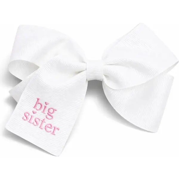 BITS & BOWS Big Sister Hair Bow - White