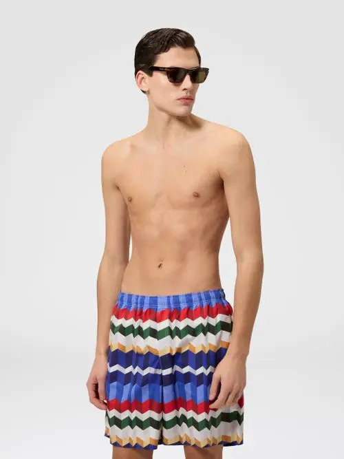 UM Long Swim Shorts With 3d Zigzag Print