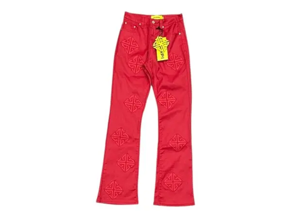 GUAPI Icon Flared Denim Jeans - Crimson Red