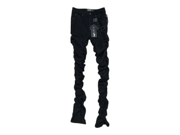GUAPI Super Stacked Denim Jeans - All Black