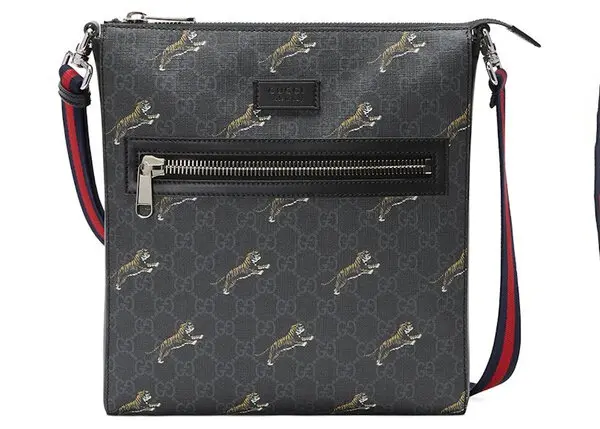 Gucci Gg Supreme Tigers Messenger - Black/grey