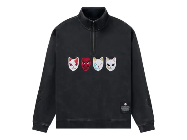 YOUNGLA X Demon Slayer: Kimetsu No Yaiba Quarter Zip Top - Warding Masks