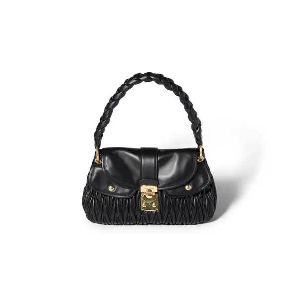 Miu Miu Coffer Matelassé Leather Bag - Black