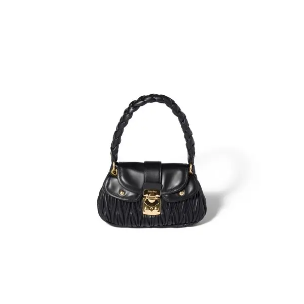 Miu Miu Coffer Matelassé Leather Bag - Black