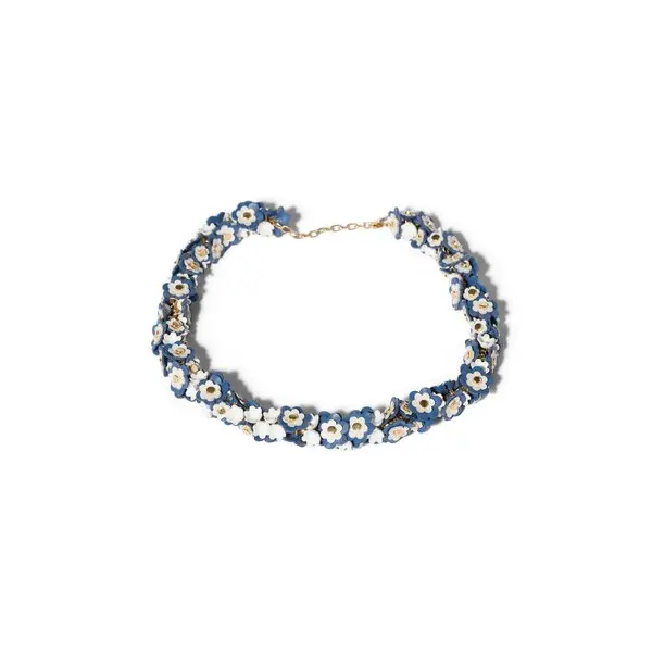 Miu Miu Metal And Leather Necklace - Air Force Blue/white