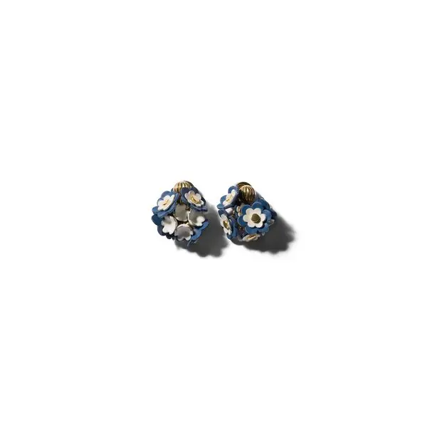 Miu Miu Metal And Leather Earrings - Air Force Blue/white