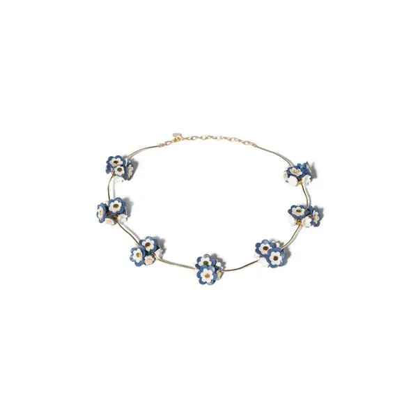 Miu Miu Metal And Leather Necklace - Air Force Blue/white