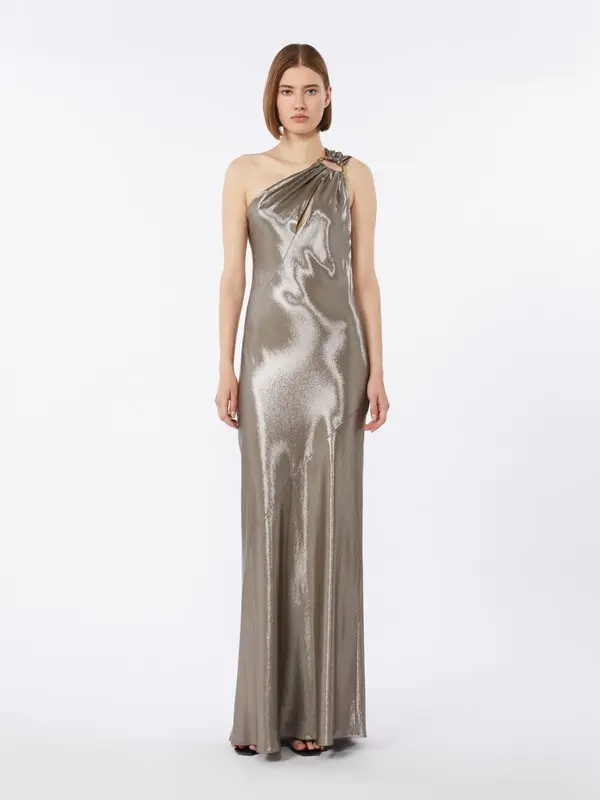 Max Mara Lamé One-shoulder Maxi Dress